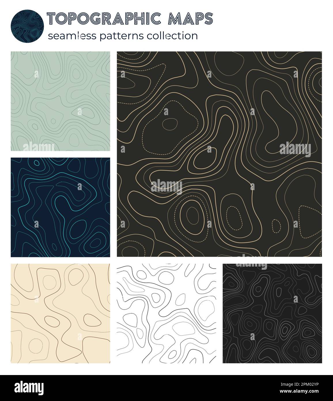 Topographic maps. Astonishing isoline patterns, seamless design ...