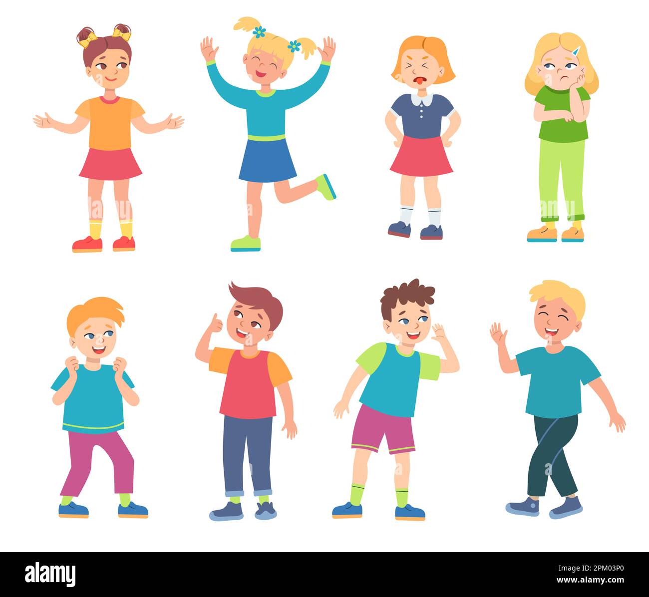 Teen cartoon boys and girls vector illustrations set Stock Vector Image ...