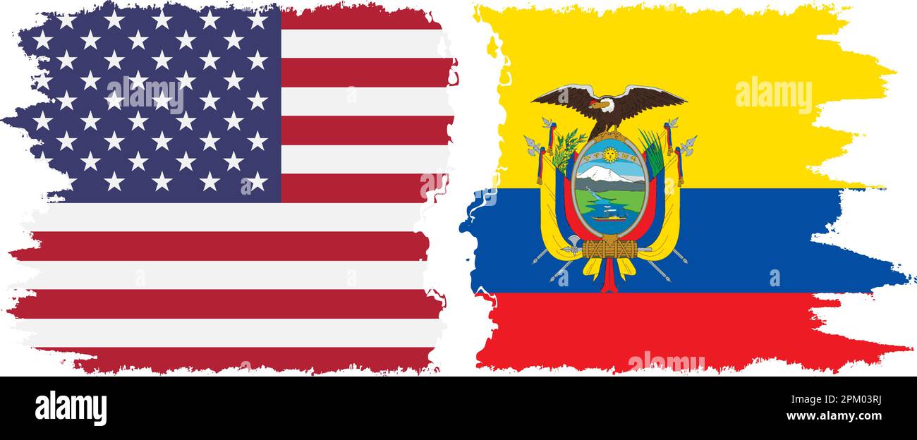 Ecuador and USA grunge flags connection, vector Stock Vector Image ...