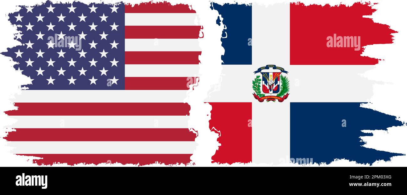 Dominican Republic and USA grunge flags connection, vector Stock Vector ...