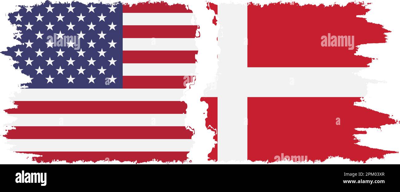 Denmark and USA grunge flags connection, vector Stock Vector Image ...