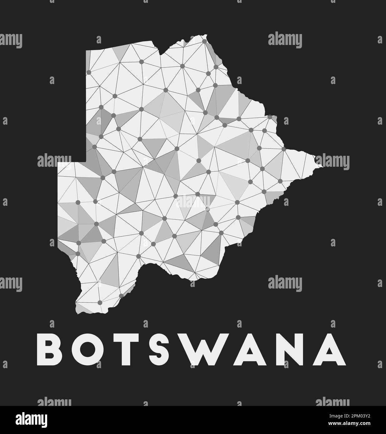 Botswana - communication network map of country. Botswana trendy ...