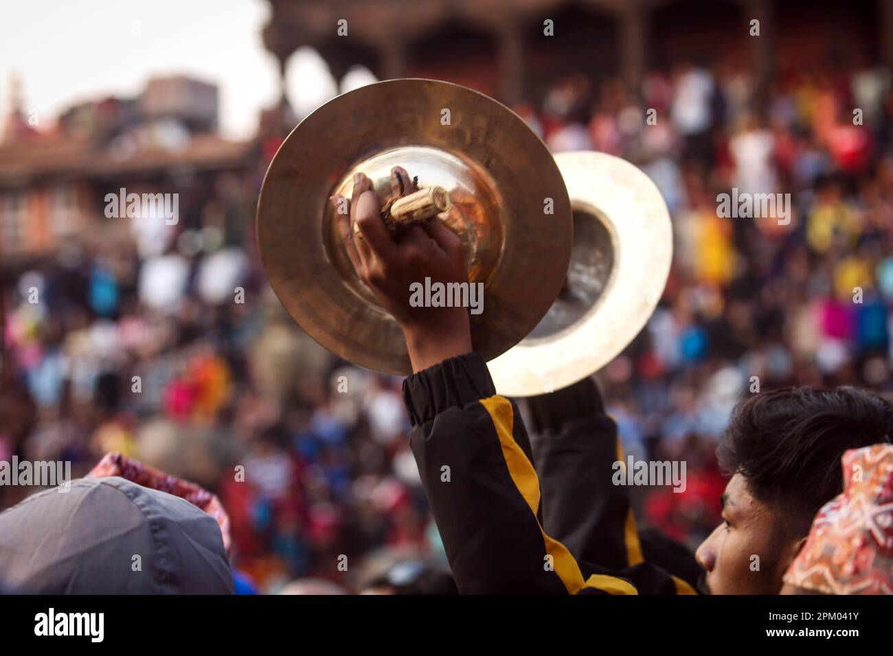 Bhaktapur, Bagmati, Nepal. 10th Apr, 2023. A man plays traditional ...
