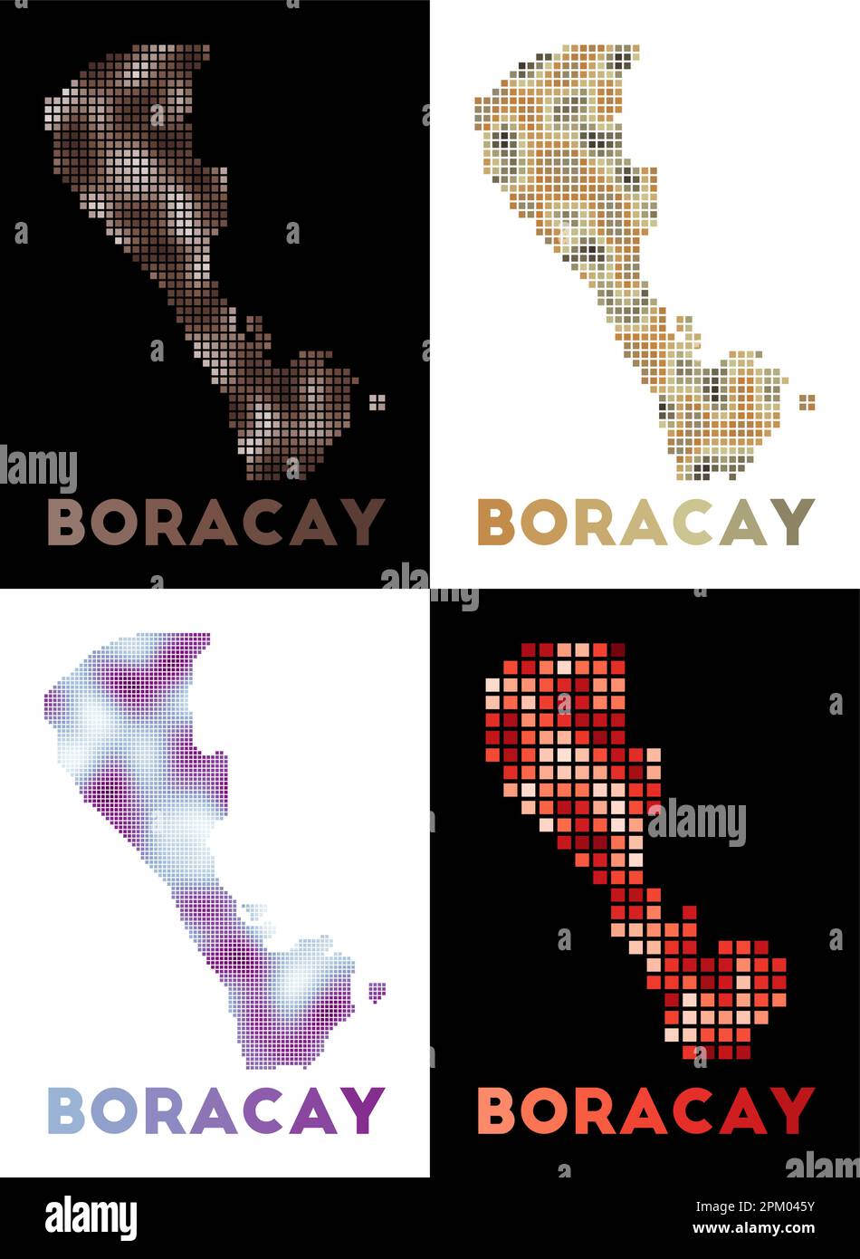 Boracay map. Collection of maps of Boracay in dotted style. Borders of ...