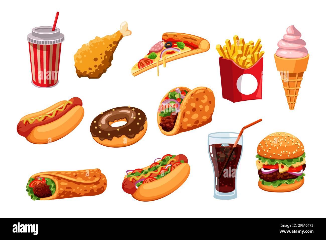 Realistic fast food cartoon illustration set Stock Vector Image & Art ...