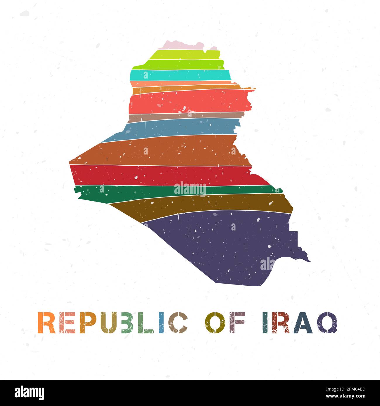 Republic of Iraq map design. Shape of the country with beautiful geometric waves and grunge ...