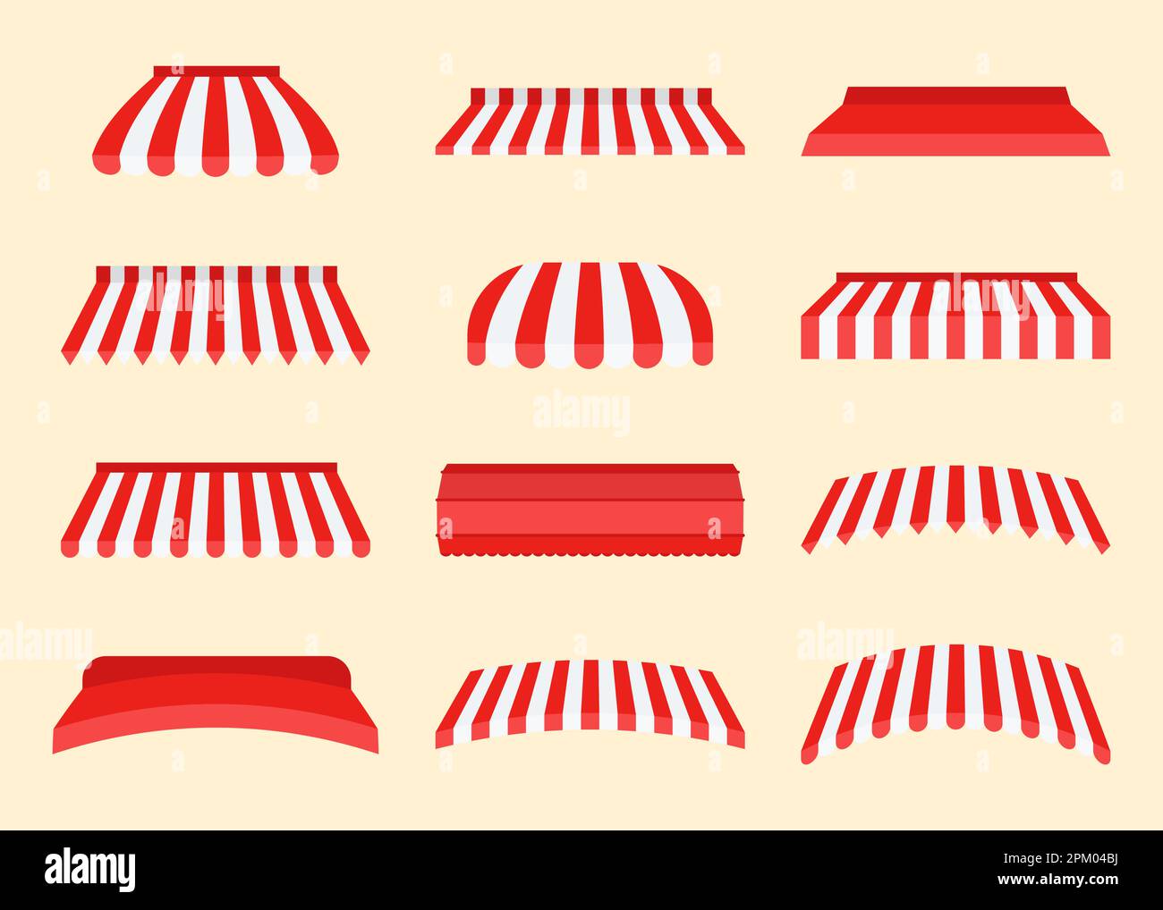 Canopies or awnings of different shapes vector illustrations set Stock ...