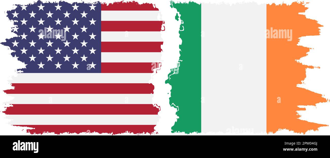 Ireland and USA grunge flags connection, vector Stock Vector Image ...