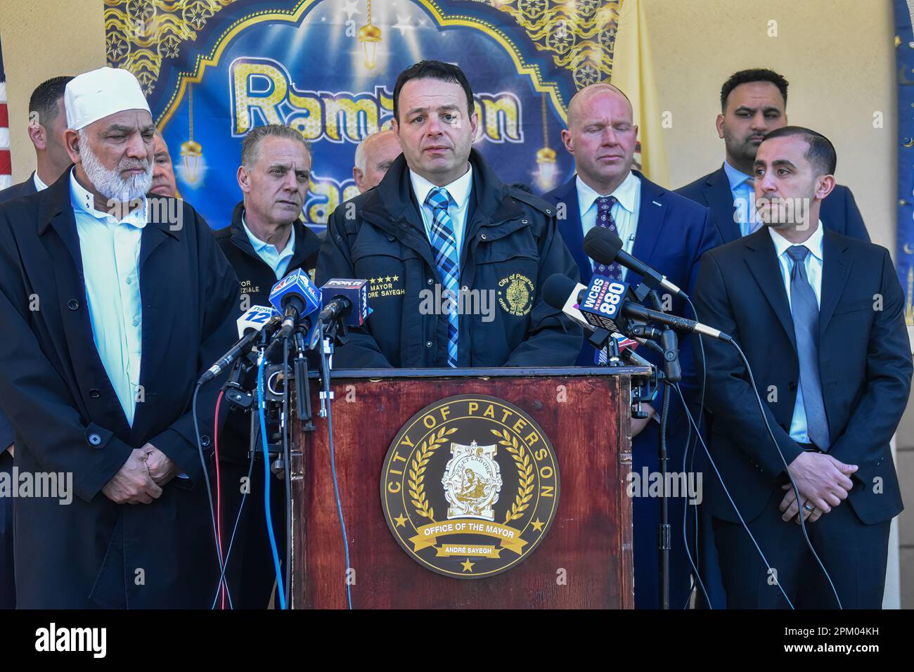 Mayor of Paterson Andre Sayegh delivers his remarks. Mayor of Paterson ...