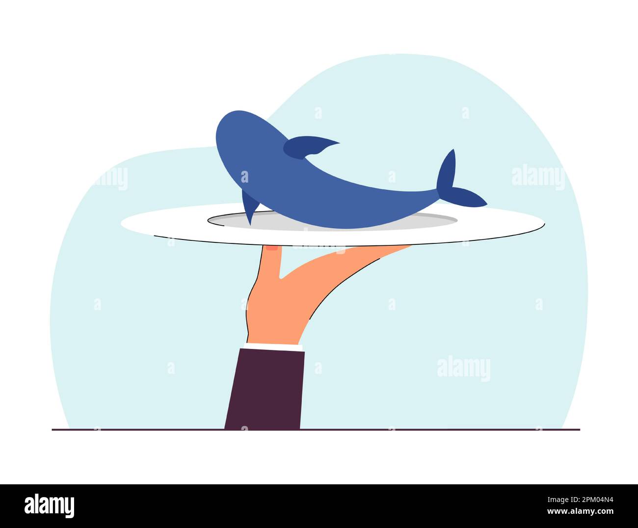 Hand of waiter holding plate with whole fish Stock Vector Image & Art ...