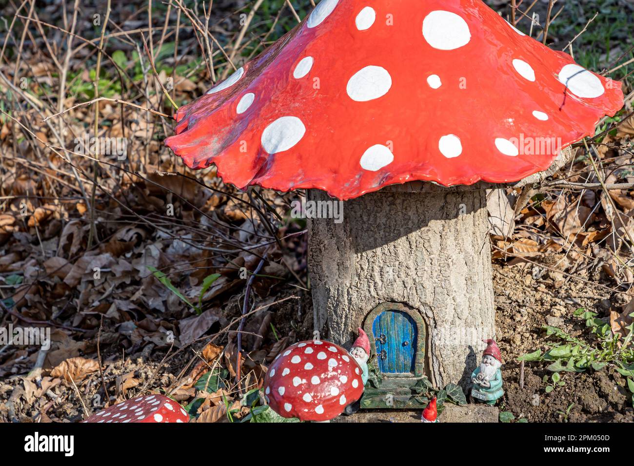 Replica Of A Wooden Elf House In Middle Of Dutch Forest Mushroom Shape