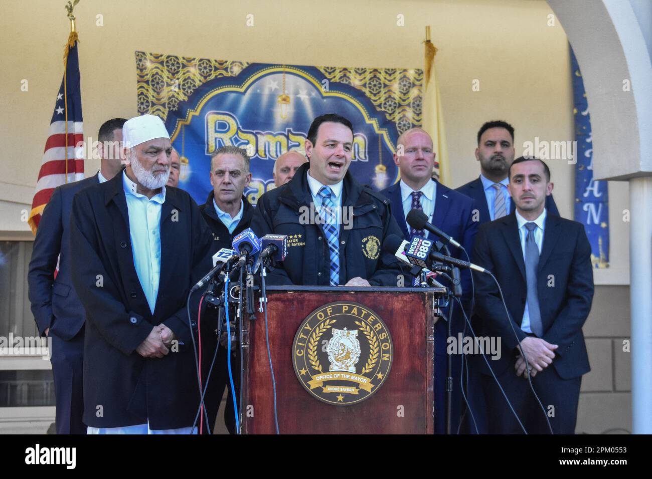 Mayor of Paterson Andre Sayegh delivers his remarks. Mayor of Paterson ...
