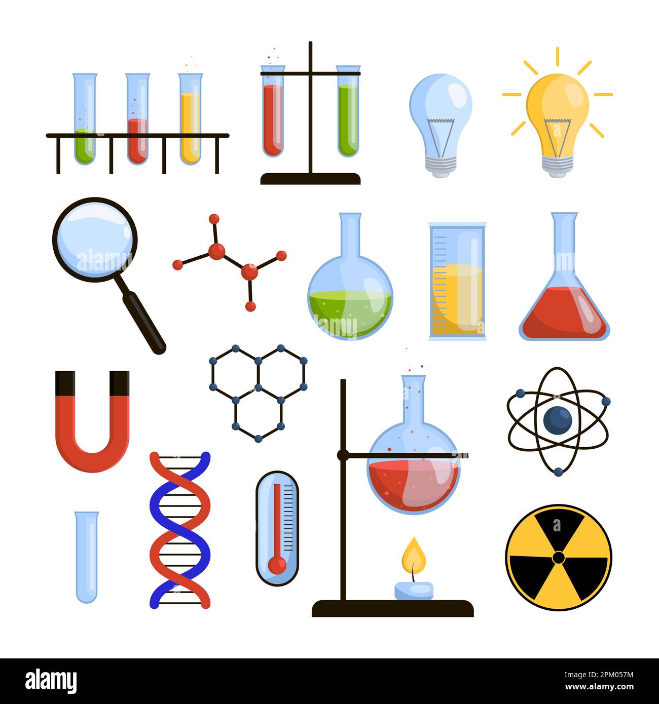 Scientific laboratory equipment flat vector illustrations set Stock ...