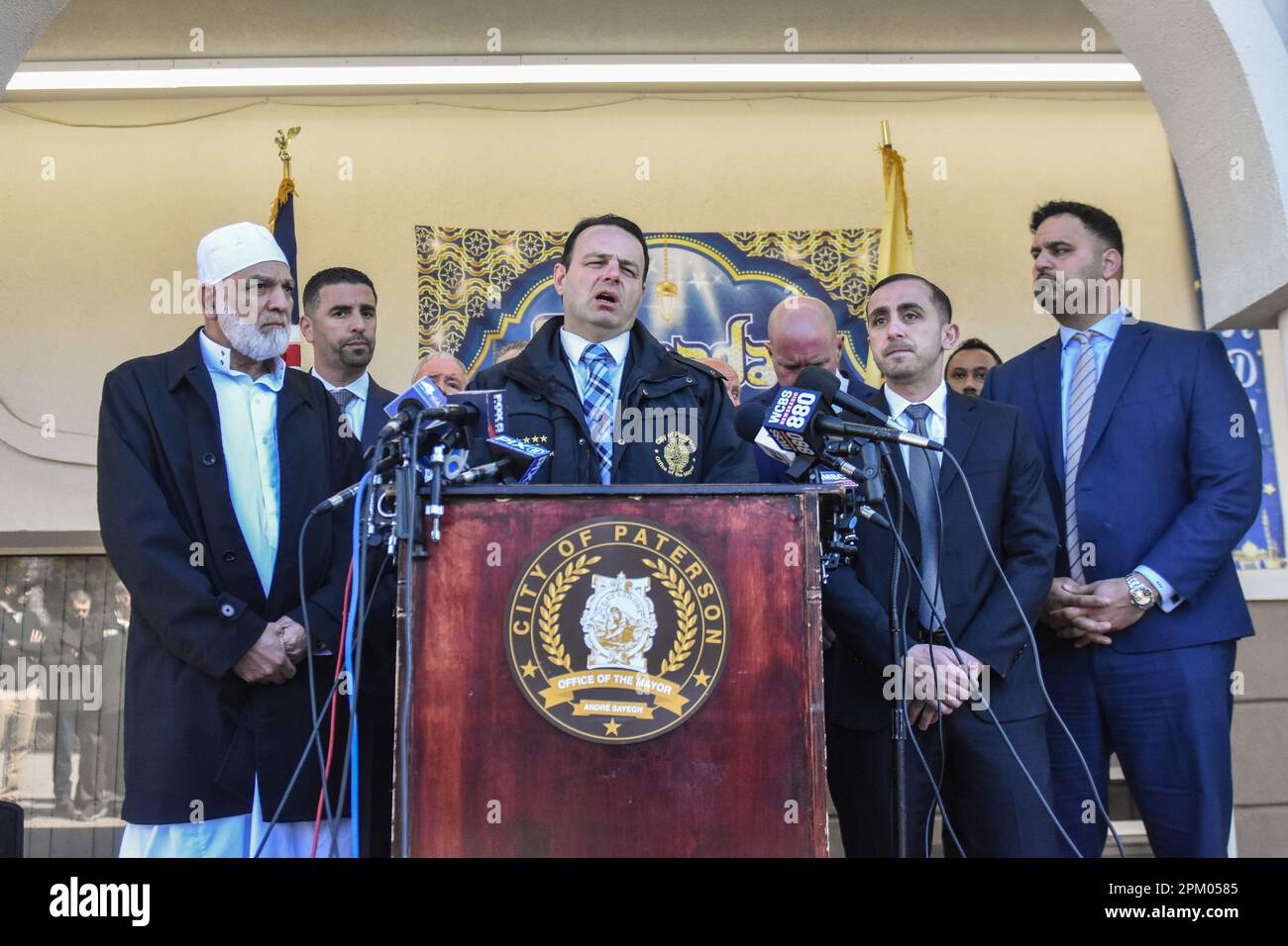 Mayor of Paterson Andre Sayegh delivers his remarks. Mayor of Paterson ...