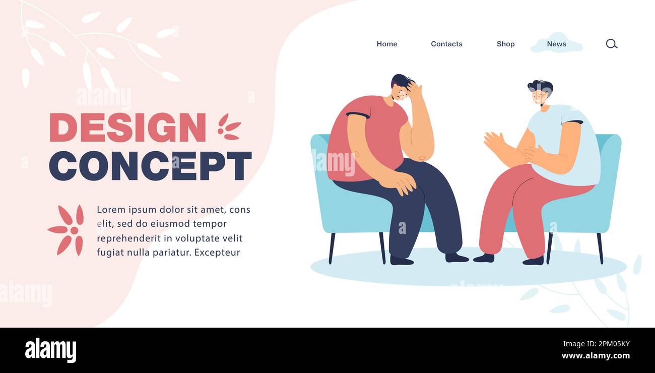 Sad client talking to psychologist during therapy session Stock Vector ...