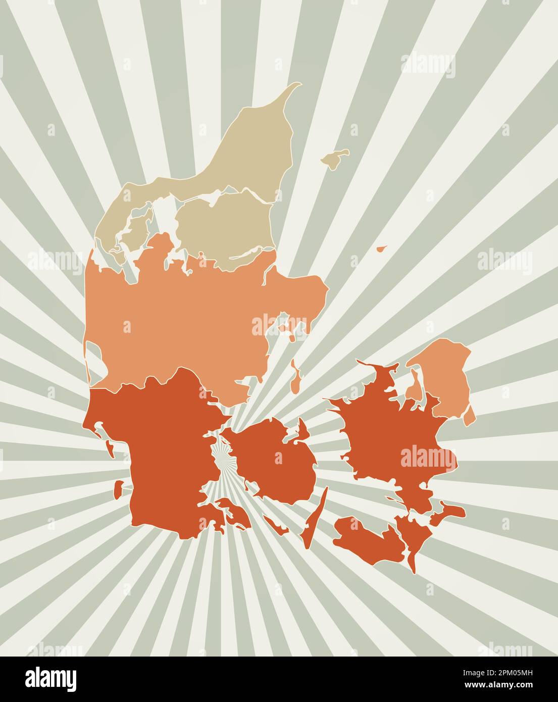 Denmark map. Poster with map of the country in retro color palette ...