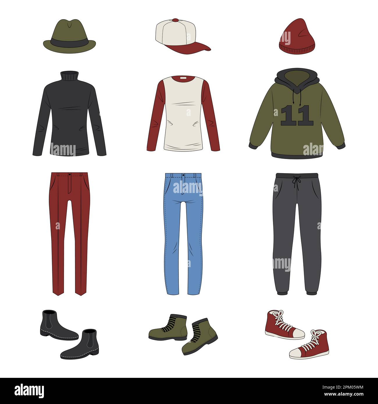 Outfits and accessories for men vector illustrations set Stock Vector ... Outfits and accessories for men vector illustrations set Stock Vector ...