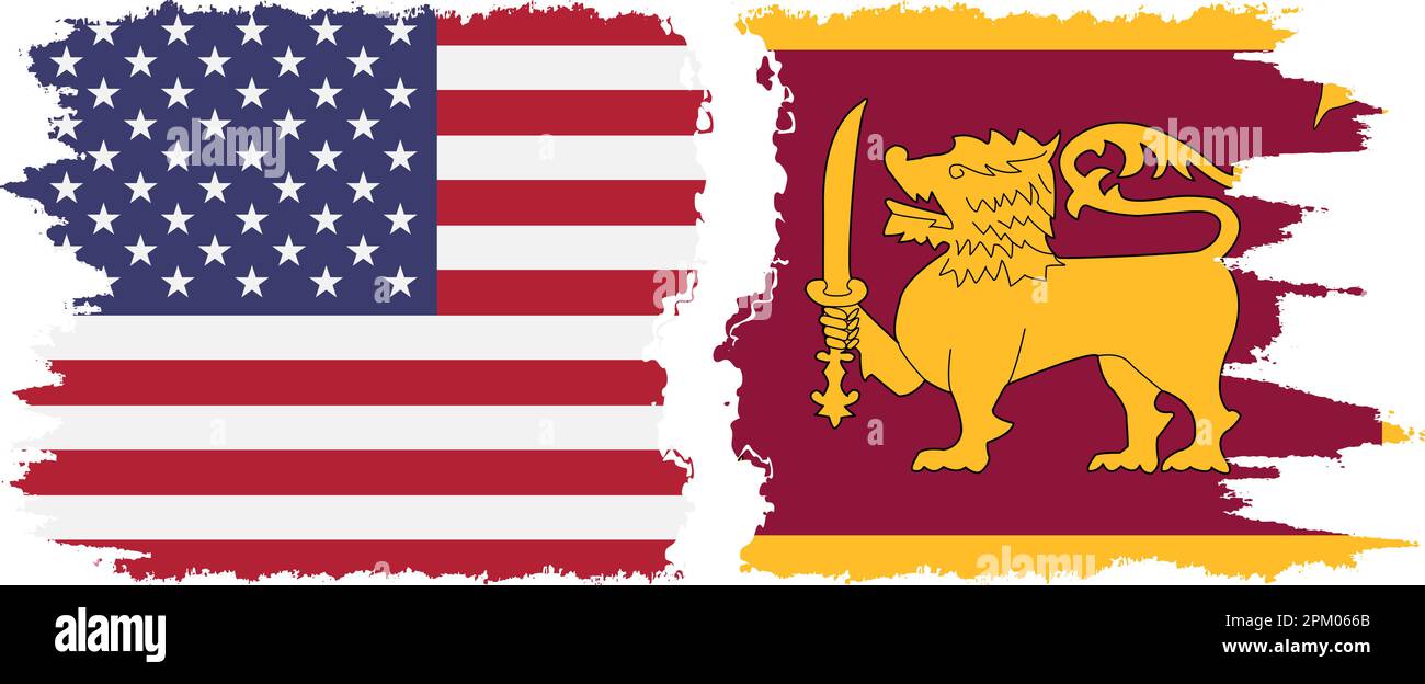 Sri Lanka and USA grunge flags connection, vector Stock Vector Image ...