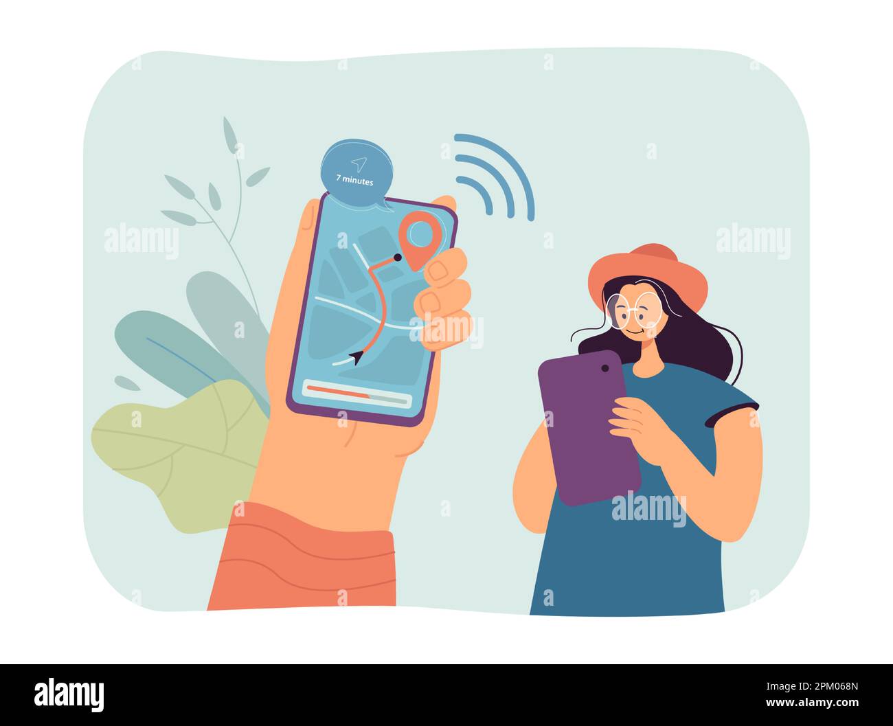 Woman calling cab by mobile phone flat vector illustration Stock Vector ...