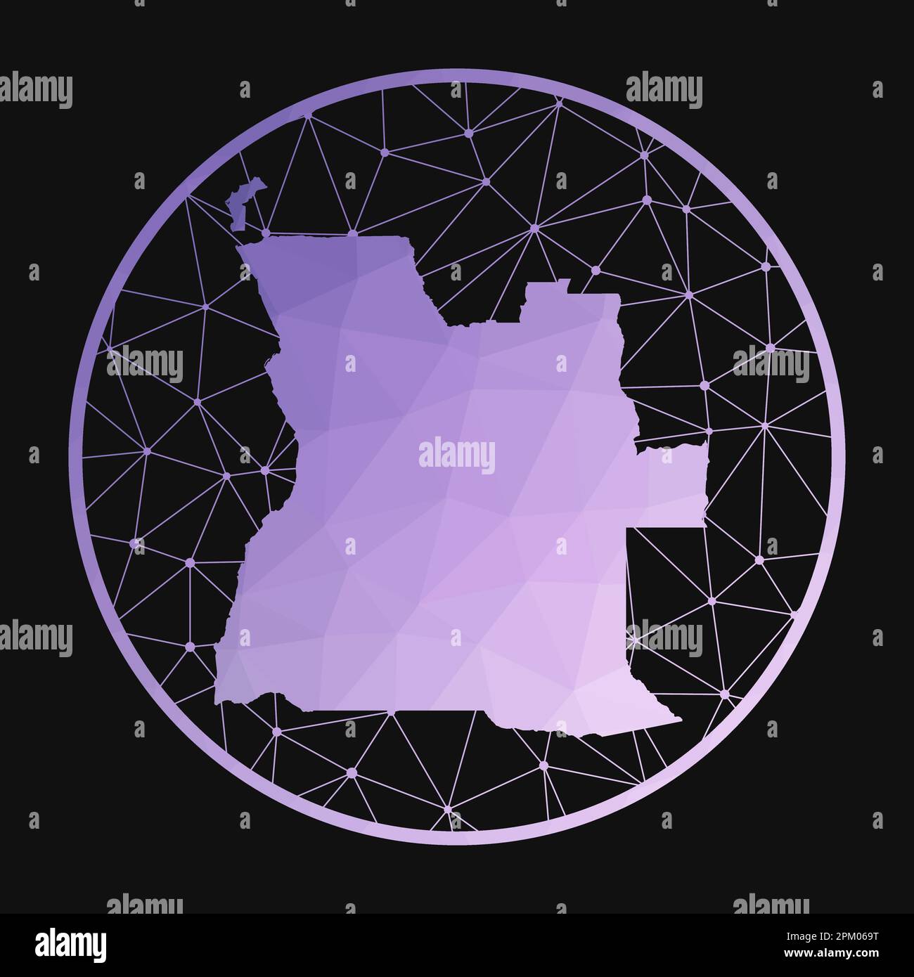 Angola icon. Vector polygonal map of the country. Angola icon in ...