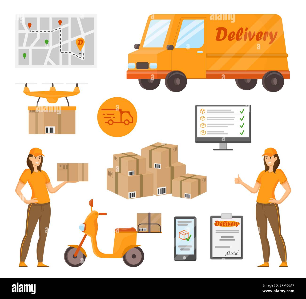Female pizza delivery Stock Vector Images - Alamy