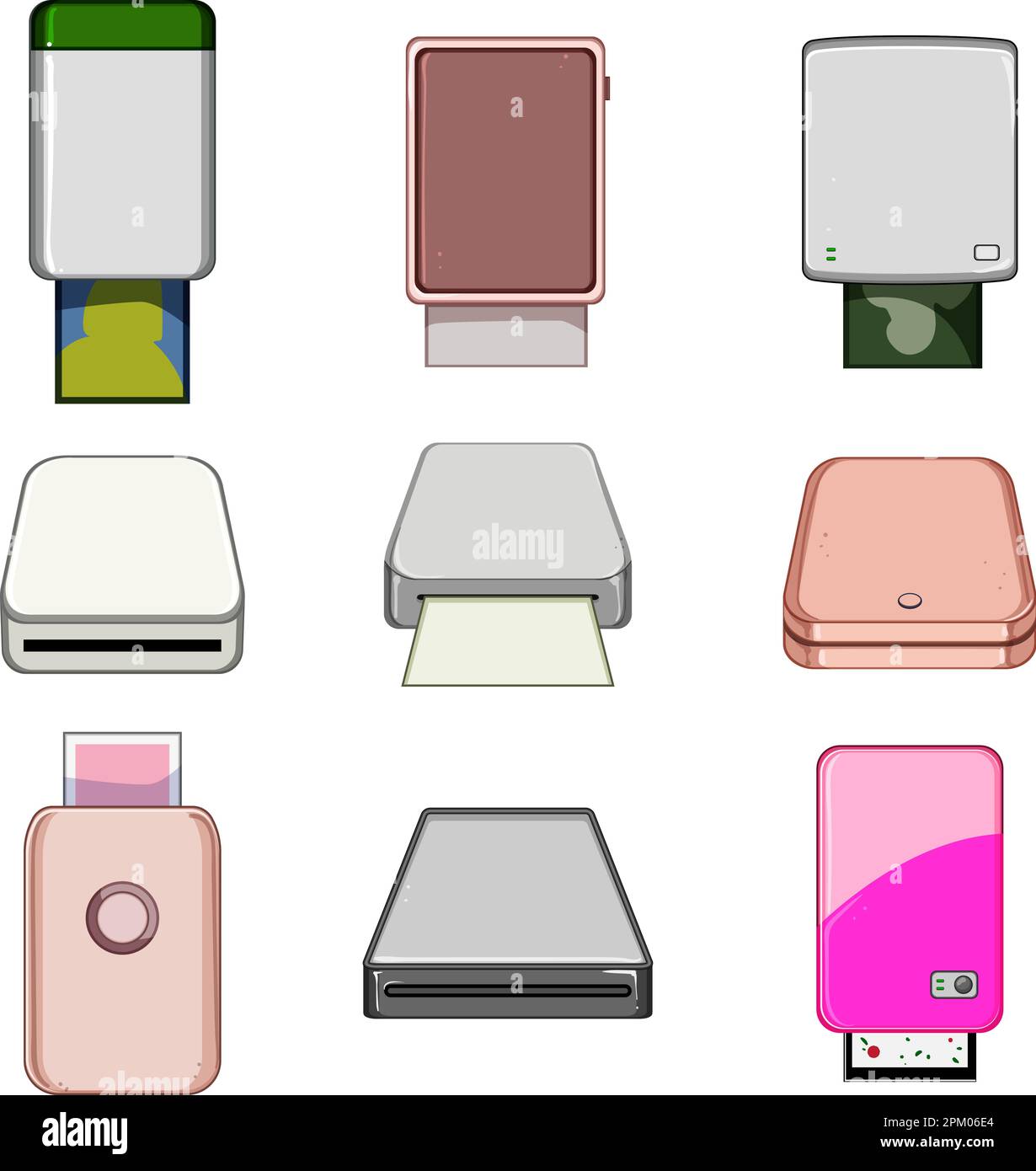 compact photo printer set cartoon vector illustration Stock Vector ...