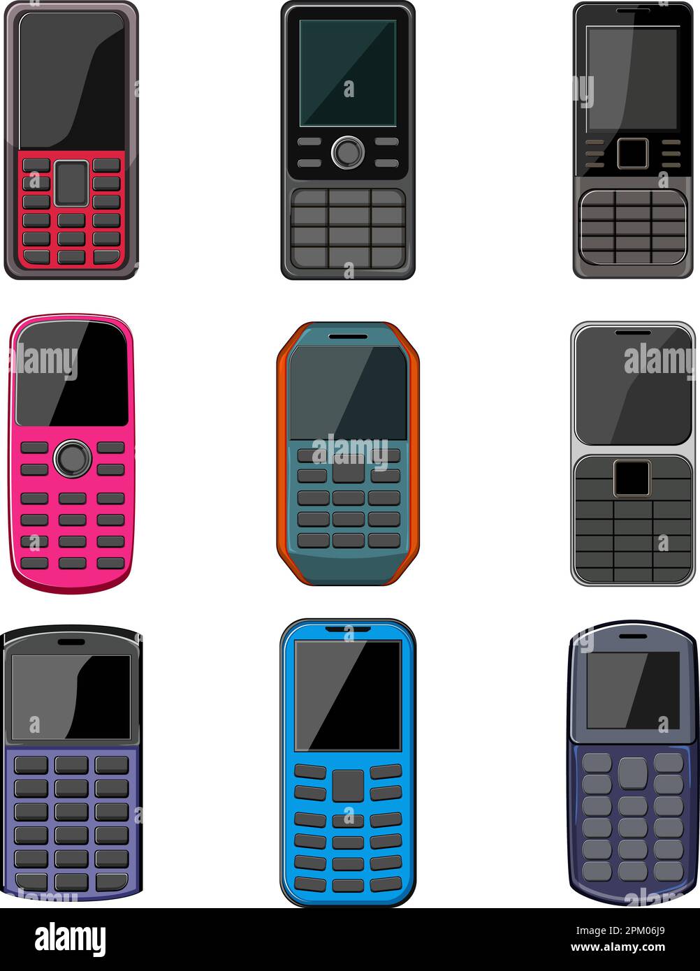 button phone set cartoon vector illustration Stock Vector Image & Art ...