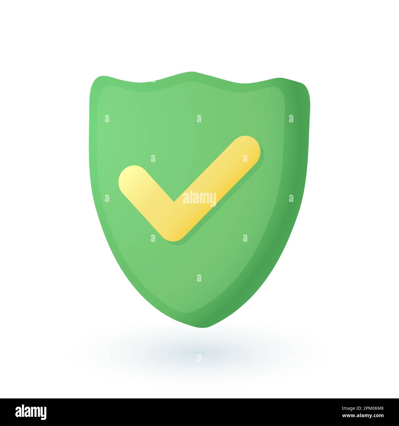 3d cartoon style green shield with checkmark icon Stock Vector Image ...