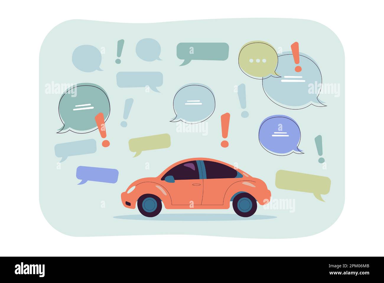 Speech bubbles and exclamation points around car Stock Vector Image ...