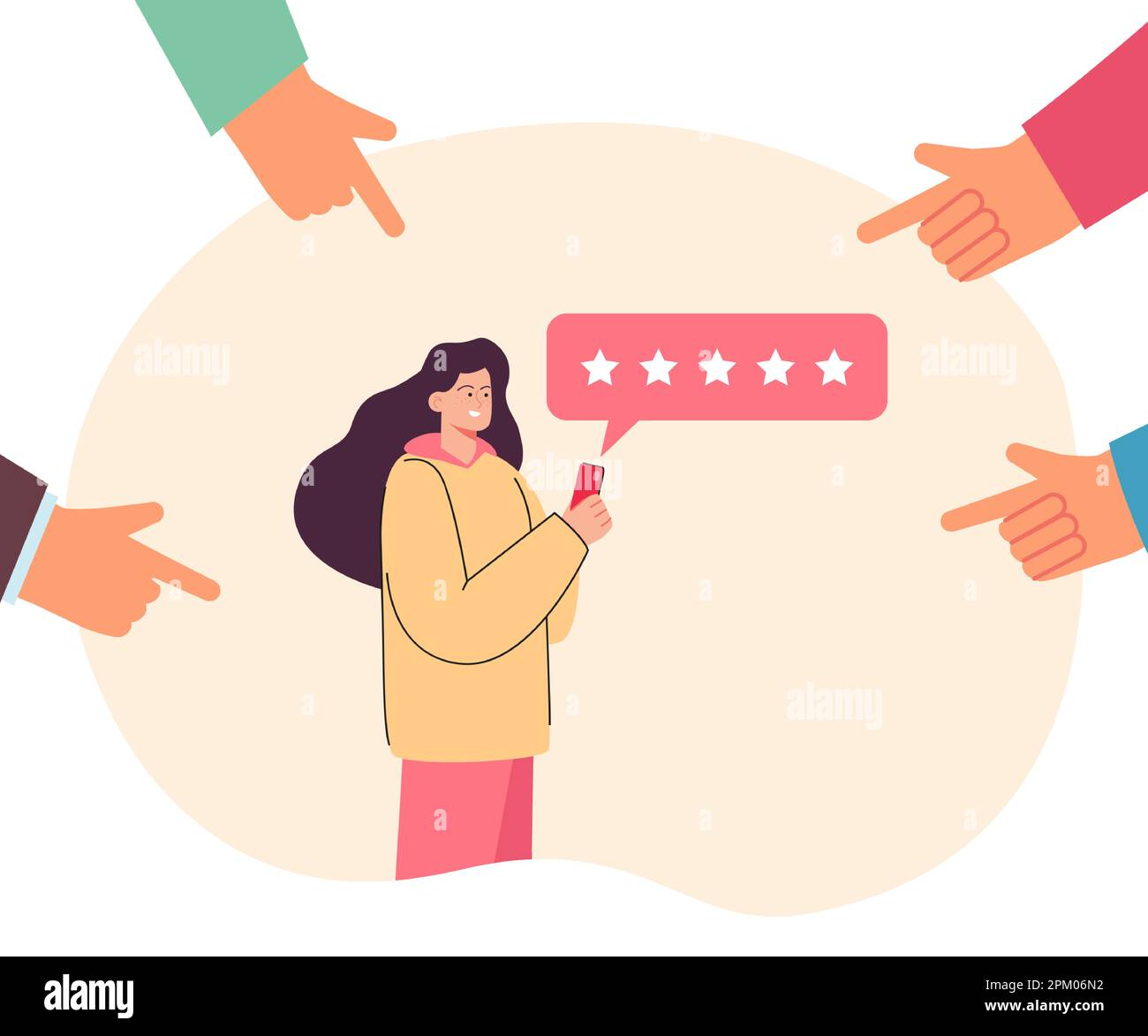 Customer leaving positive feedback in mobile app Stock Vector Image ...