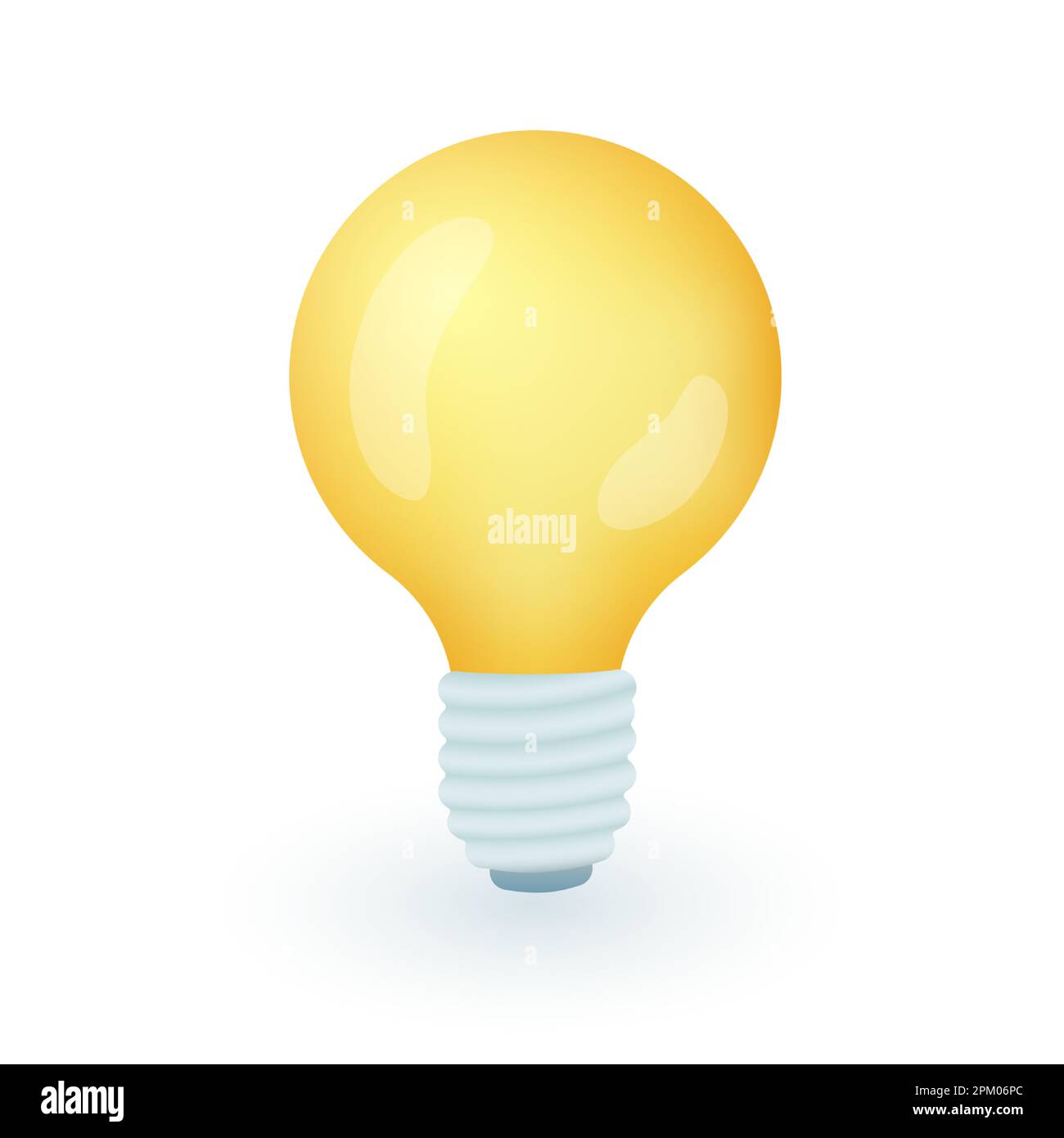 3d cartoon style yellow lightbulb icon on white background Stock Vector ...