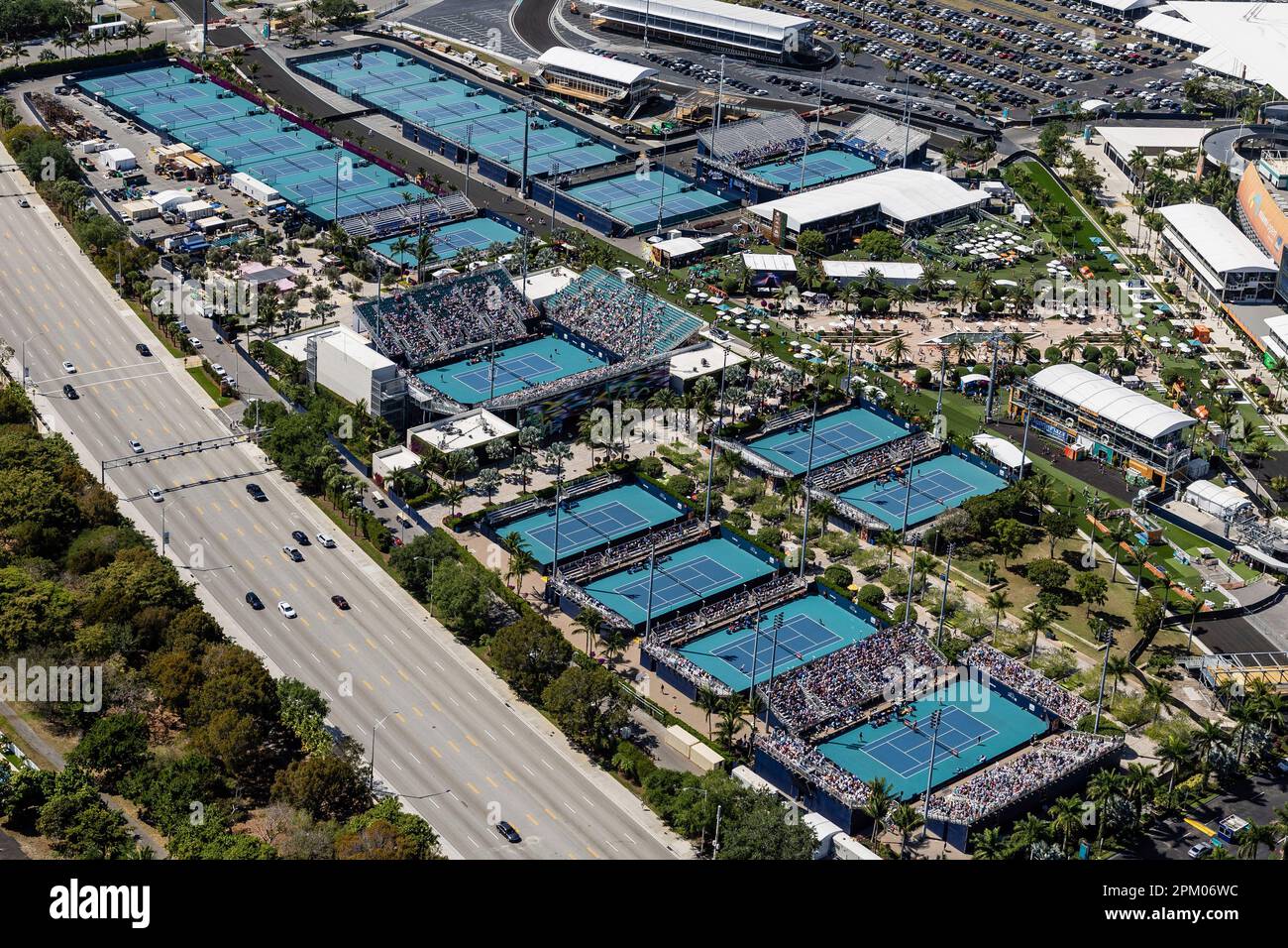 Aerial photography of Hard Rock Stadium during the Miami Open tennis ...