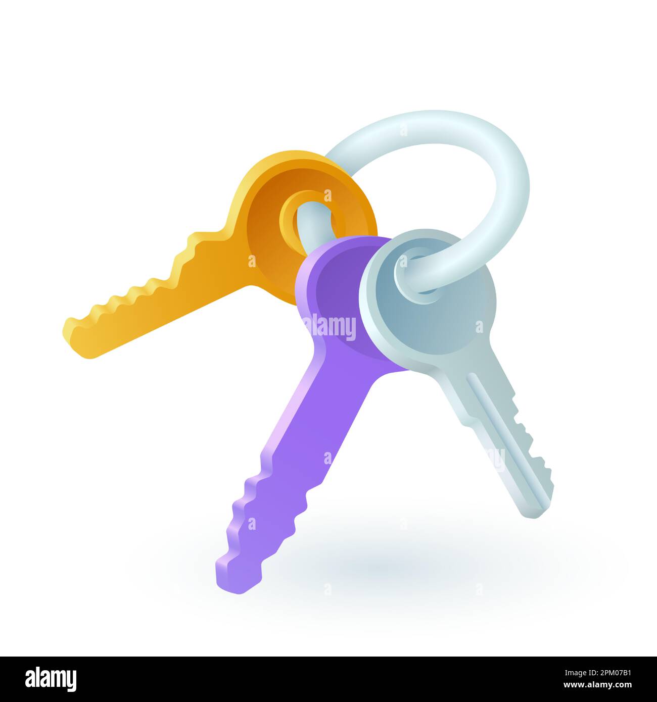 3d cartoon style bunch of keys icon on white background Stock Vector ...