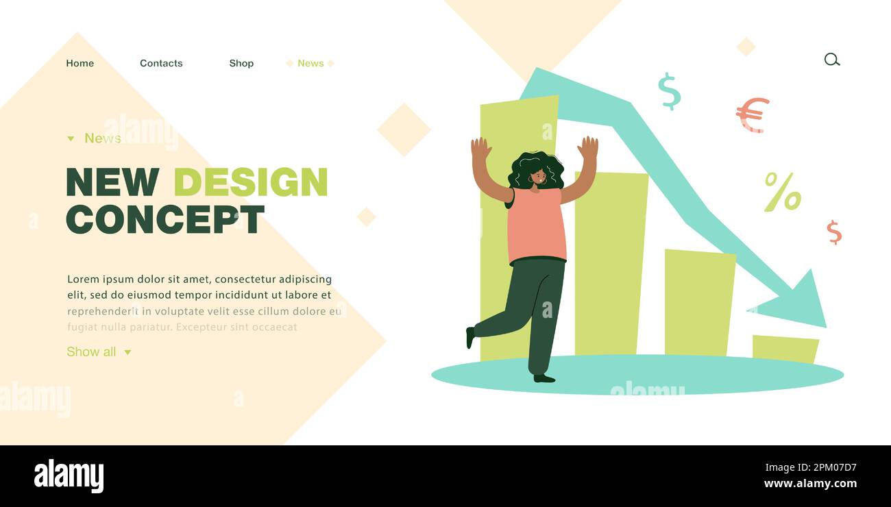 Cartoon businesswoman shocked by declining profits Stock Vector Image ...