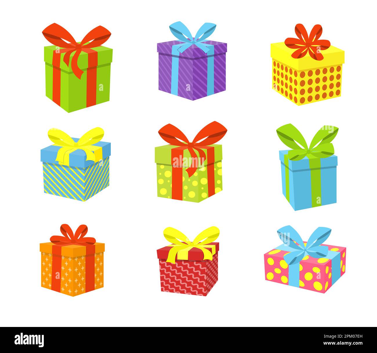 Color gift boxes on white background cartoon vector illustration Stock Vector Image & Art - Alamy