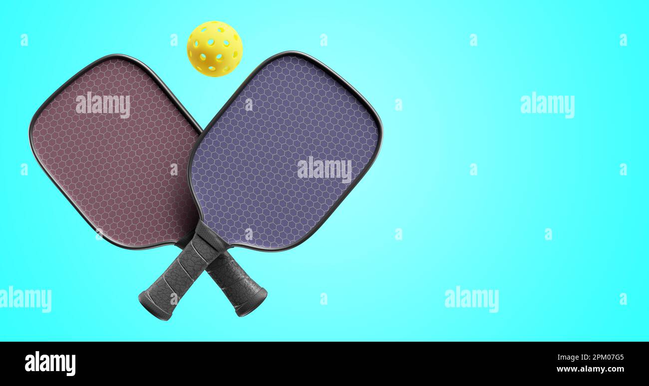 Pickleball two crossed rackets and a sports ball on an isolated ...