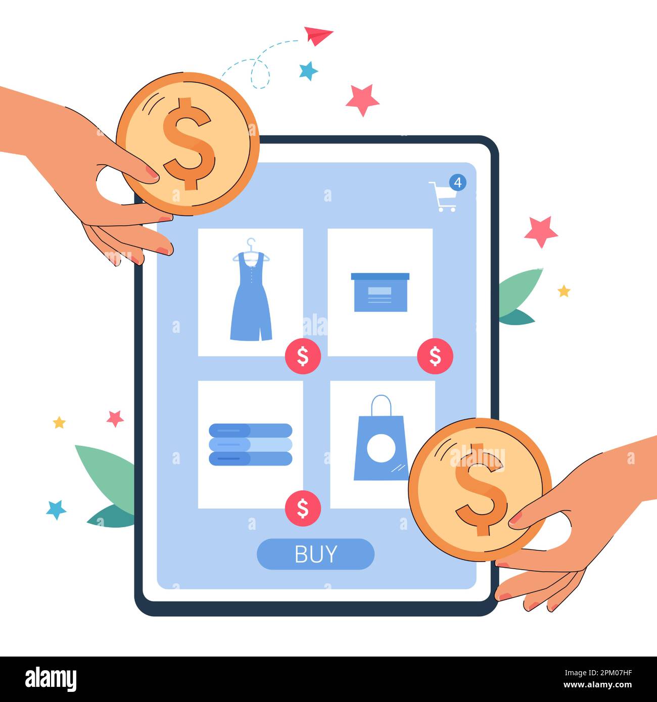 Virtual shopping vector website template hi-res stock photography and ...