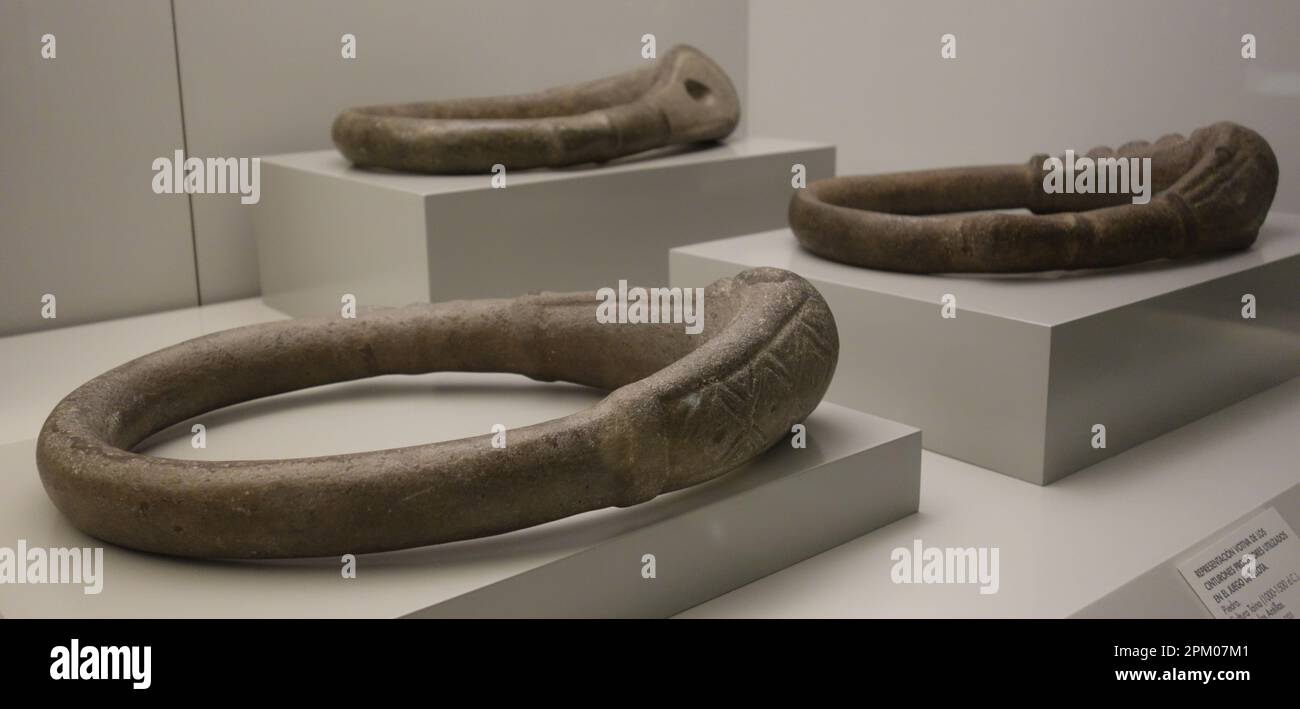 Belts for Ball Game. Museo de America Stock Photo - Alamy