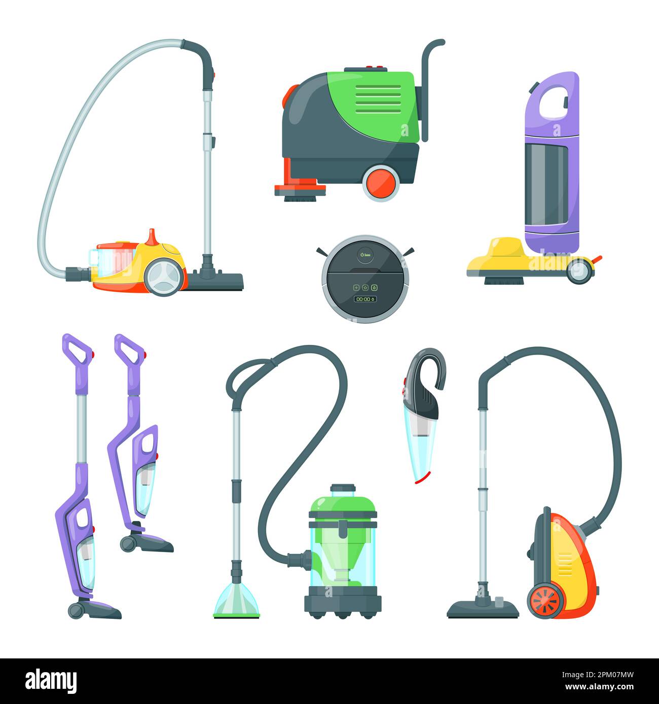 Different Vacuum Cleaners Cartoon Illustration Set Stock Vector Image And Art Alamy