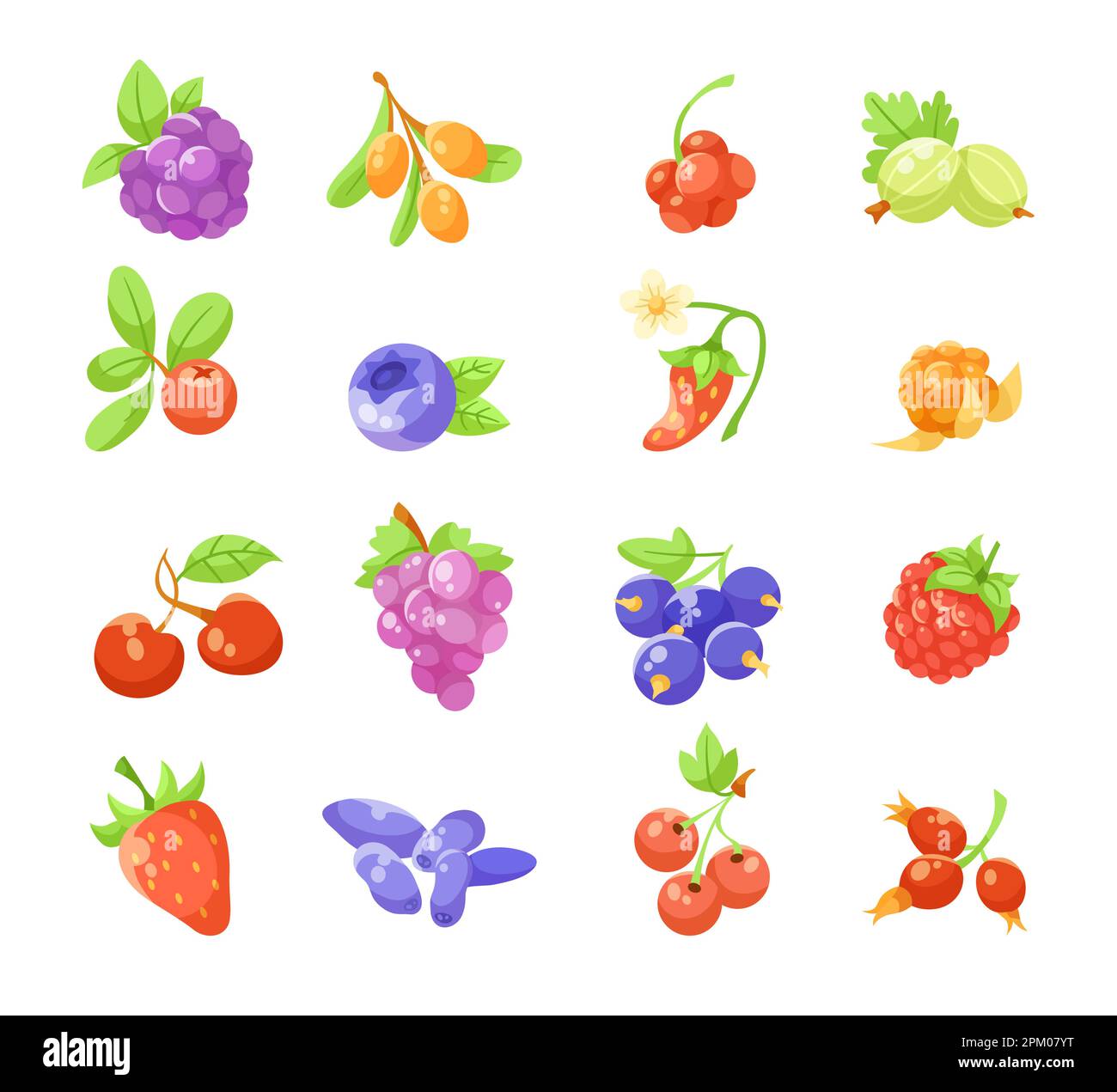 Different berries flat vector illustrations set Stock Vector Image ...