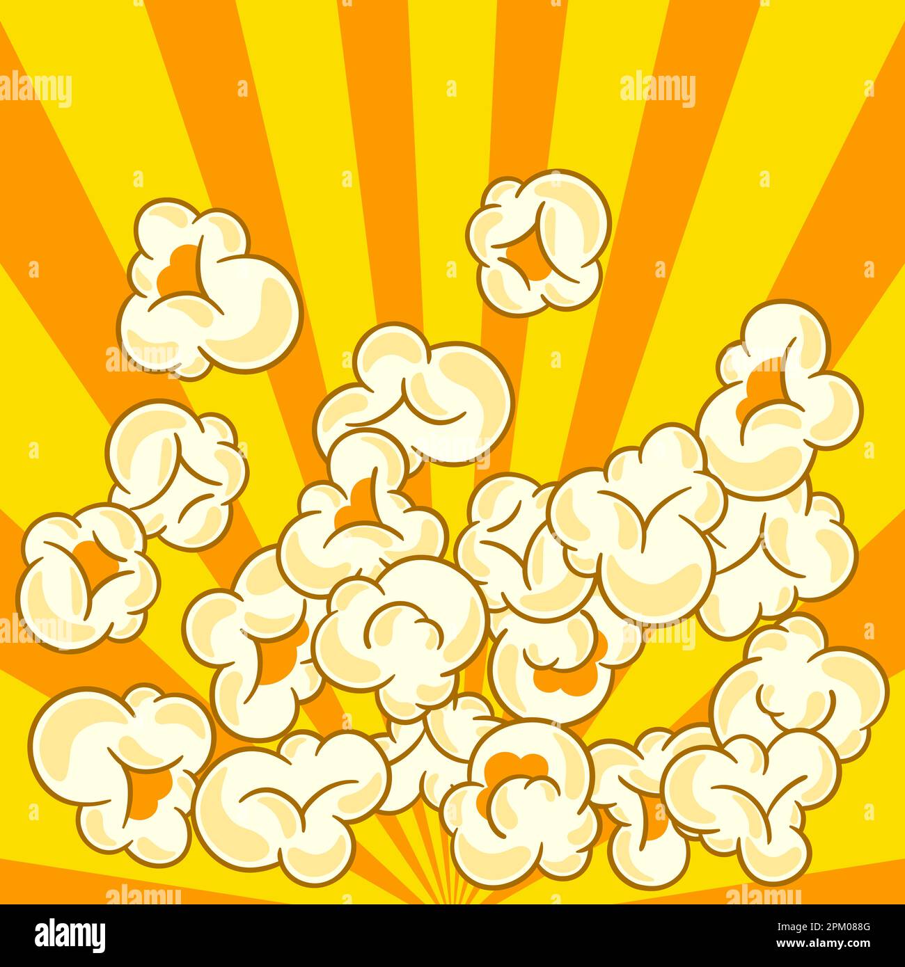 Background with popcorn. Image of snack food in cartoon style Stock ...