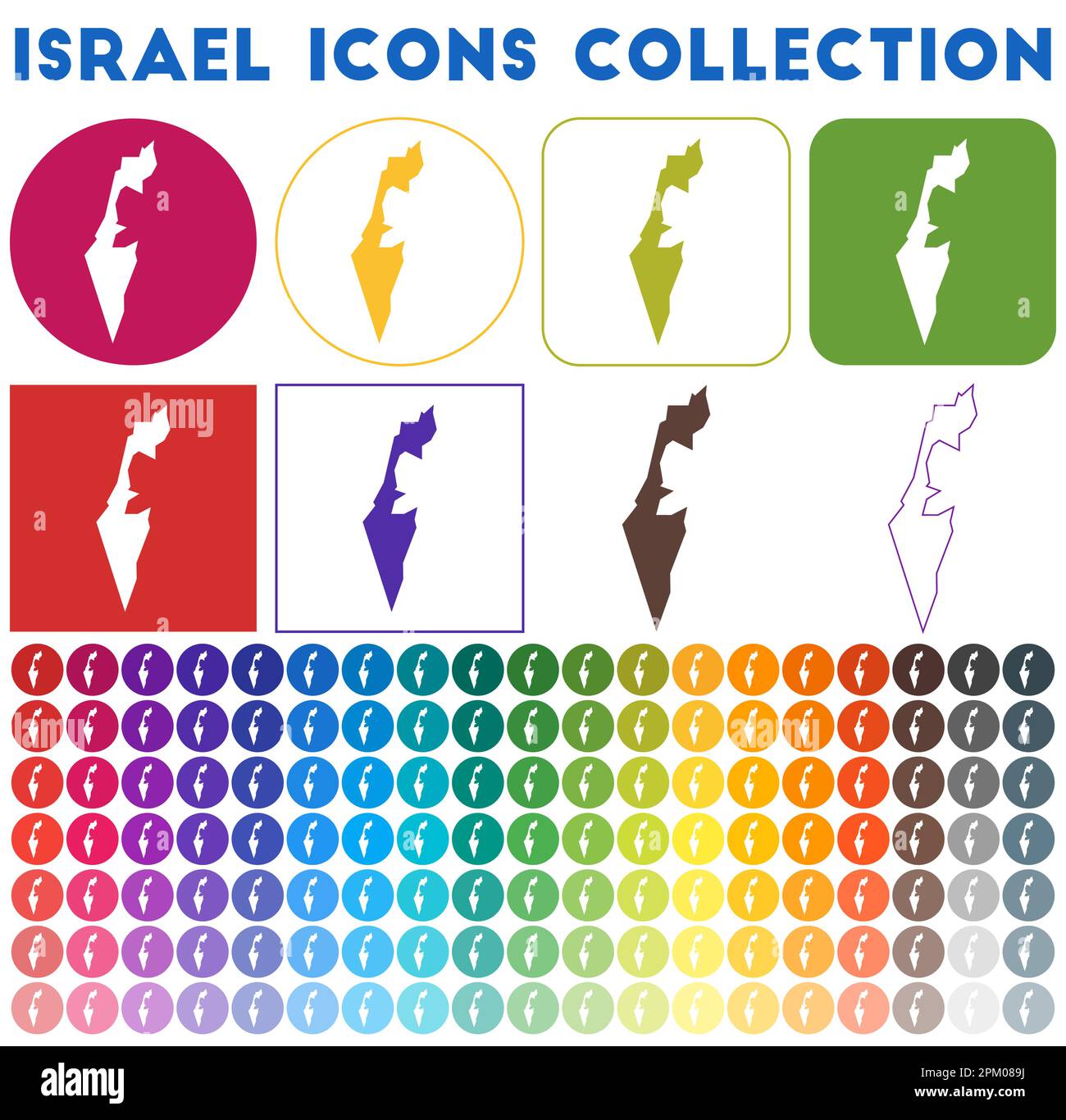 Israel icons collection. Bright colorful trendy map icons. Modern ...