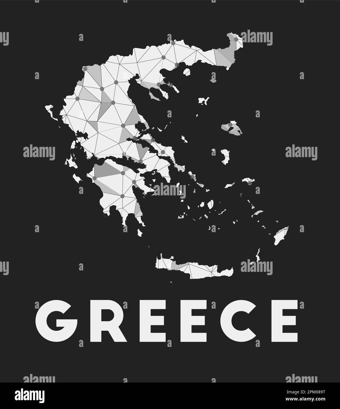 Greece - communication network map of country. Greece trendy geometric ...