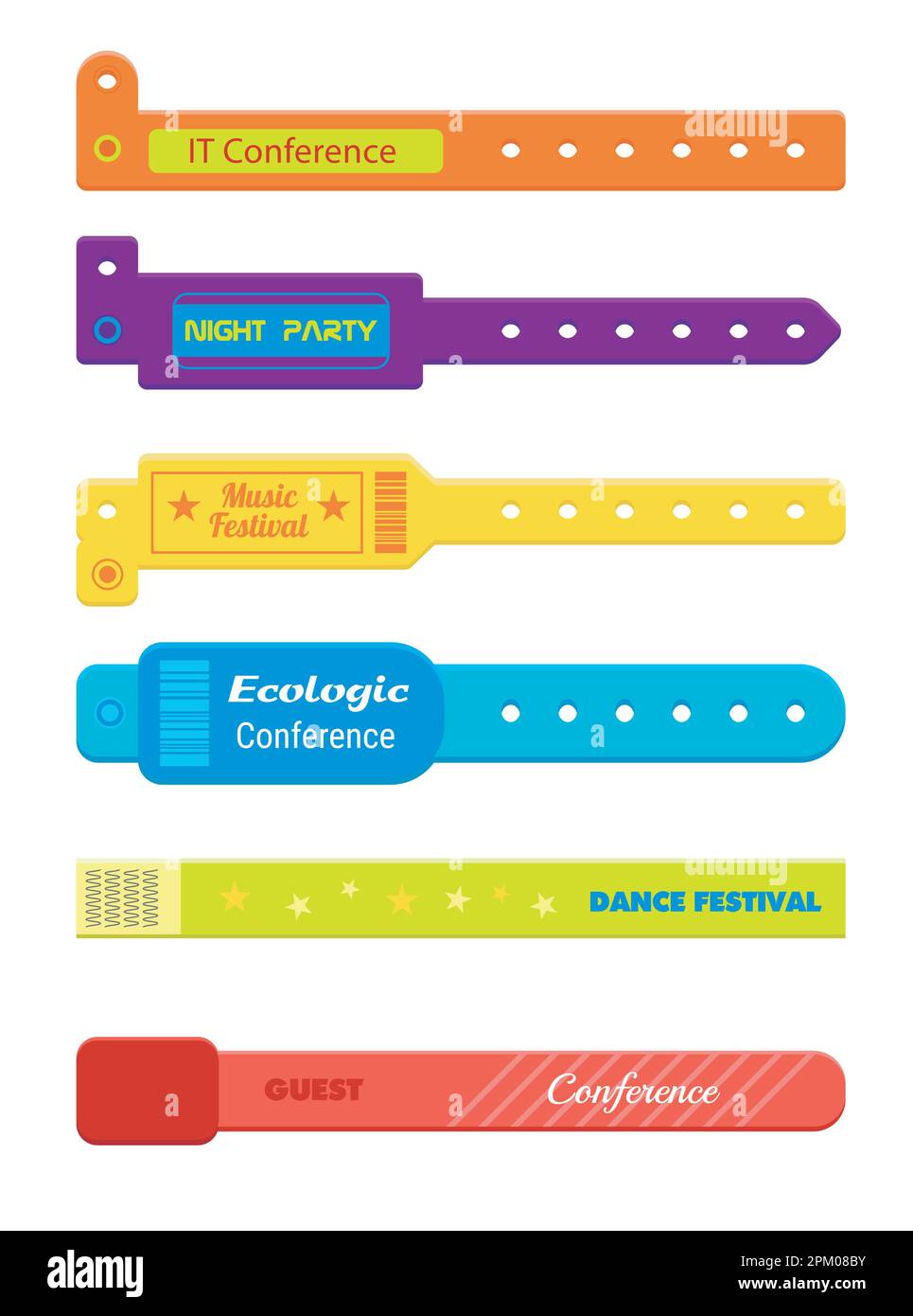 Colorful events bracelets for entrance Stock Vector Image & Art - Alamy
