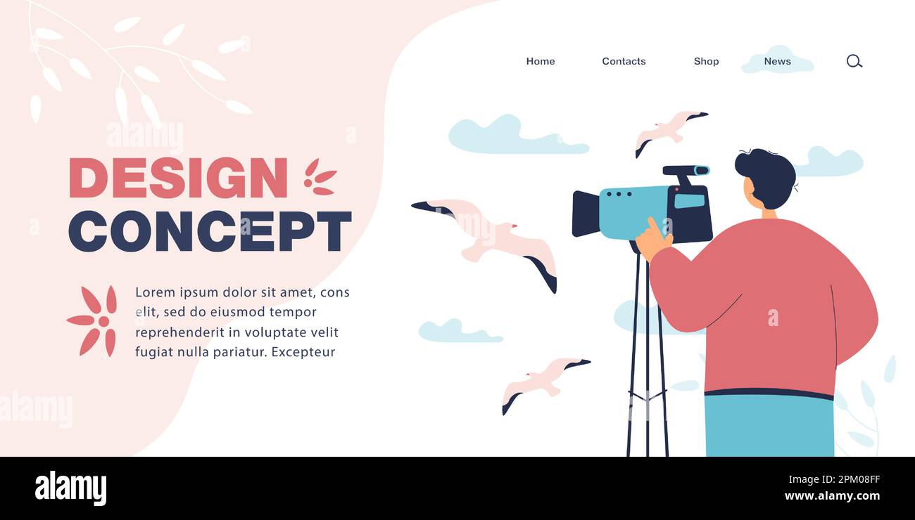 Director shooting birds in sky flat vector illustration Stock Vector ...