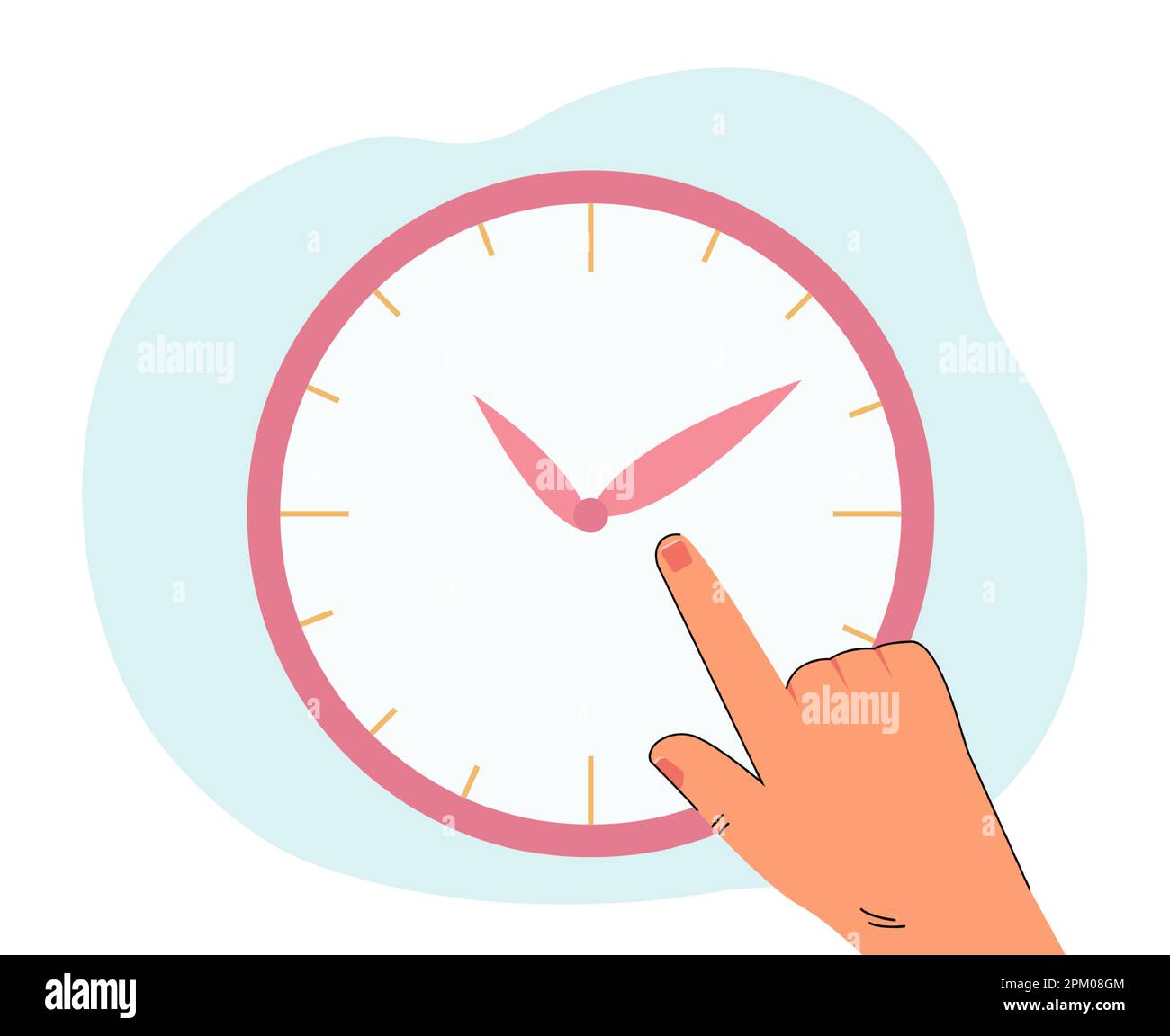 Human hand pointing at clock face flat vector illustration Stock Vector ...