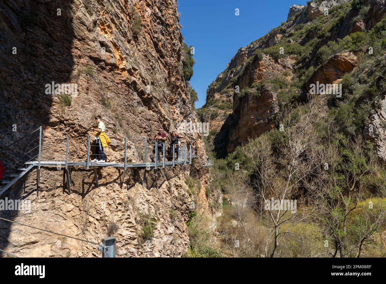 Hanging walkways nailed into the rock that runs inside the Vero river ...
