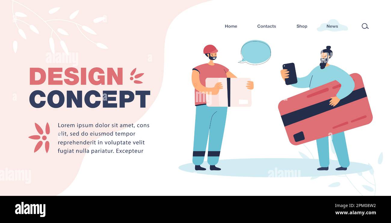 Customer paying for package with giant credit card Stock Vector Image ...