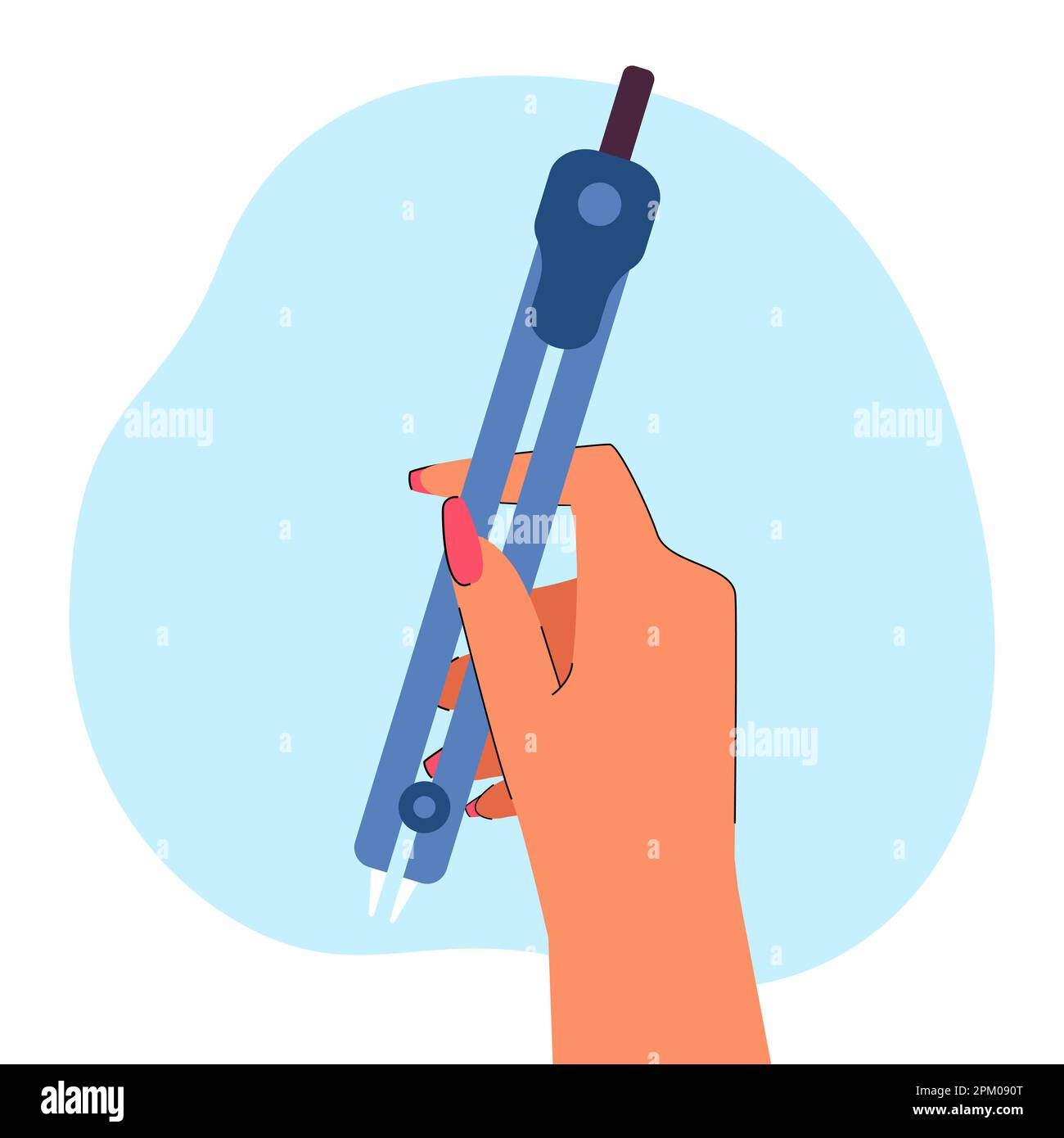 Hand of female teacher or student holding divider or compass Stock ...