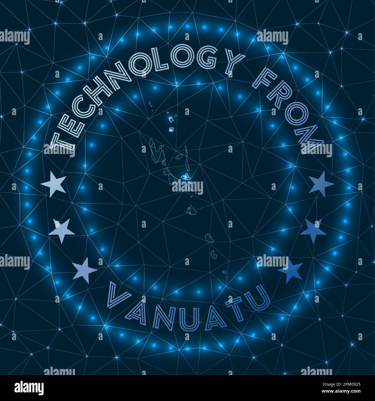 Technology From Vanuatu. Futuristic geometric badge of the country ...
